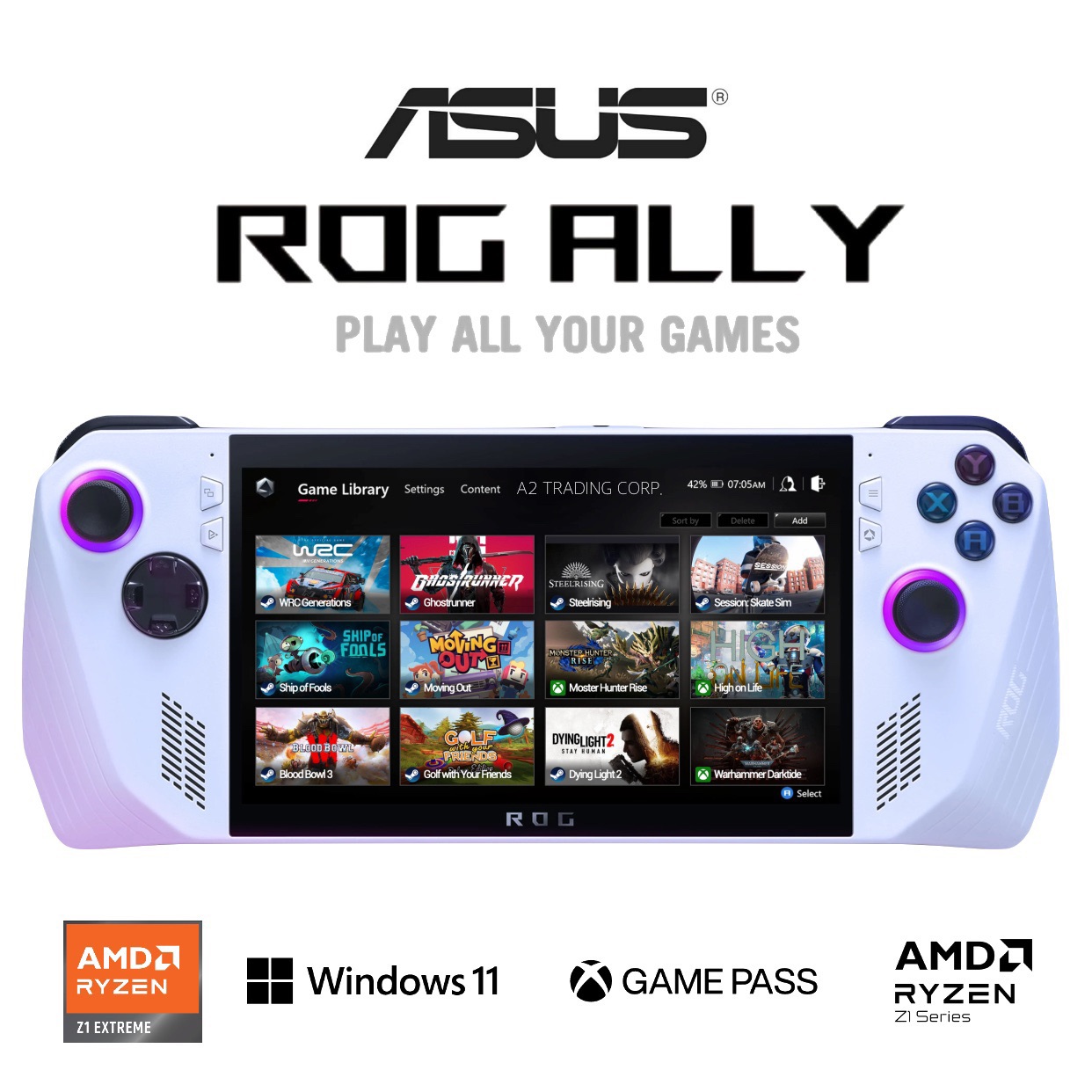 ASUS ROG Ally 7" 120Hz FHD 1080p Gaming Handheld, AMD Ryzen Z1 Extreme ...