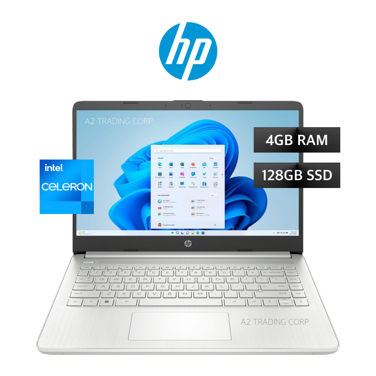HP 14" HD Laptop, Celeron N4120, 4GB RAM, 128GB SSD, Windows 11 ...